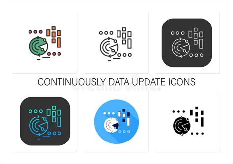 Continuously Data Update Icons Set Stock Vector Illustration Of