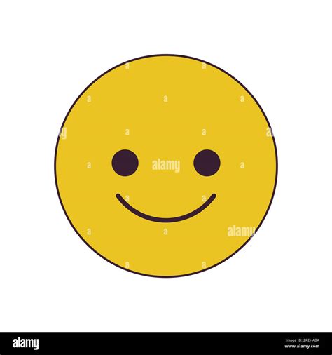 Positive Smiling Emoticon Flat Line Color Isolated Vector Object Stock Vector Image And Art Alamy