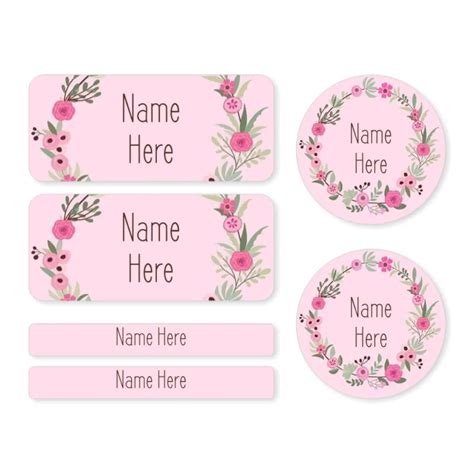 Flower Wreath Mixed Name Label Pack Dinkleboo Au