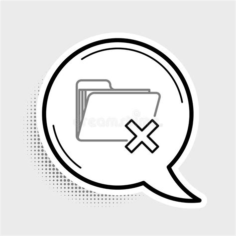 Line Delete Folder Icon Isolated On Grey Background Folder With