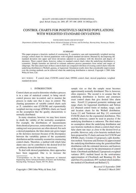 Pdf Control Charts For Positively Skewed Populations With Weighted Standard Deviations