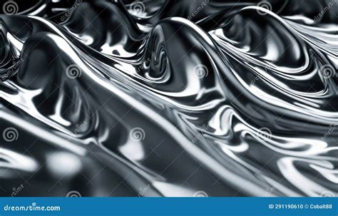 Liquid Chrome Waves Background Shiny And Lustrous Metal Pattern