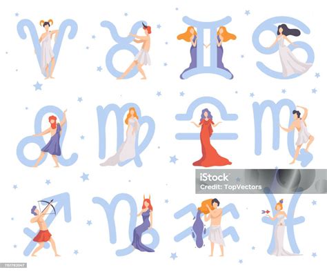 조디악 징후 열 두 아름 다운 여자 와 점성술 표지판 벡터 일러스트 0명에 대한 스톡 벡터 아트 및 기타 이미지 0명 달력 물 Istock