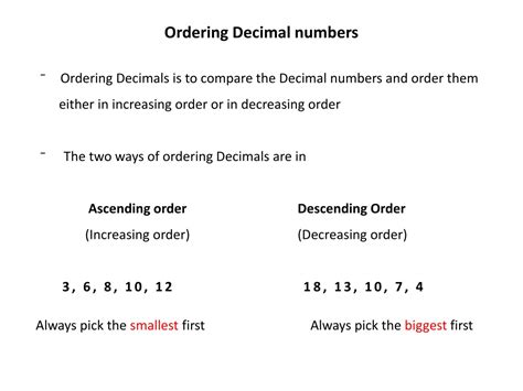 Ppt Ordering Decimal Numbers Ascending And Descending Powerpoint Presentation Id9561455