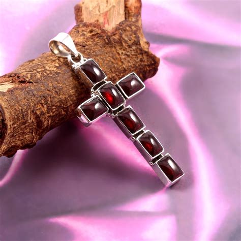 Handmade Sterling Silver Garnet Cross Pendant Necklace Etsy