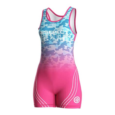 Women Wrestling Singlet 10 Pink Blue Camo Sublimated Wrestling Apparel