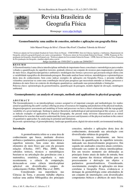 Pdf Geomorphometry An Analysis Of Concepts Methods And Applications In Physical Geography