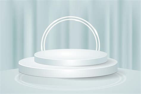 Абстрактная сцена занавеса 3d круглый подиум пастельно синий фон для демонстрации макета