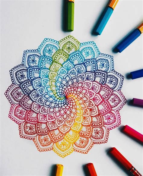 Colorful Rainbow Mandala Art Colourful Mandala Art Hard Mandala Art