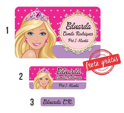 90 Etiquetas Escolares Em Vinil Barbie Frete Grátis Elo7