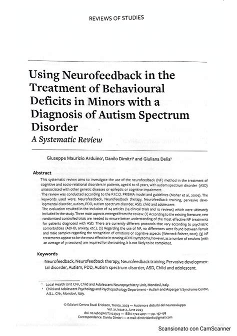 Pdf Using Neurofeedback In The Treatment Of Behavioural Deficits In Minors With A Diagnosis Of