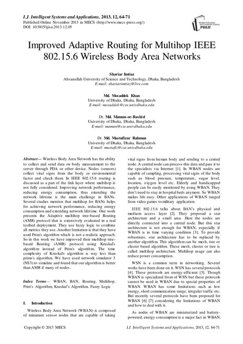 Pdf Improved Adaptive Routing For Multihop Ieee 802156 Wireless