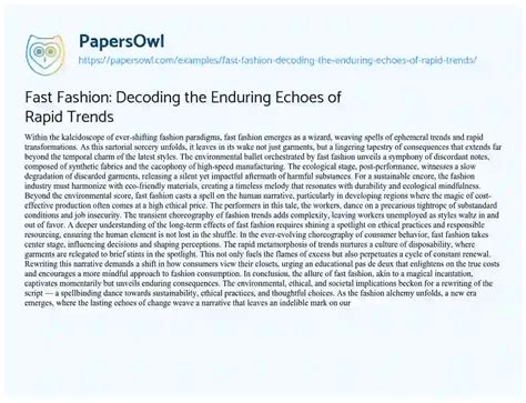 Fast Fashion Decoding The Enduring Echoes Of Rapid Trends Free Essay