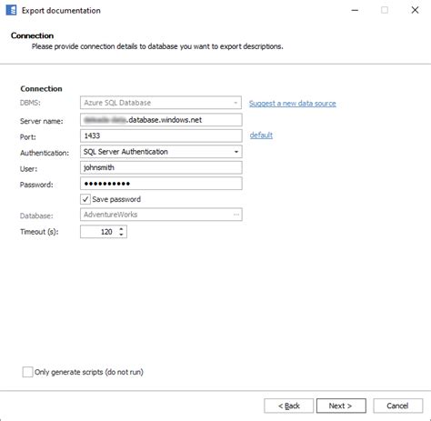 Exporting Descriptions To Azure Sql Dataedo Documentation
