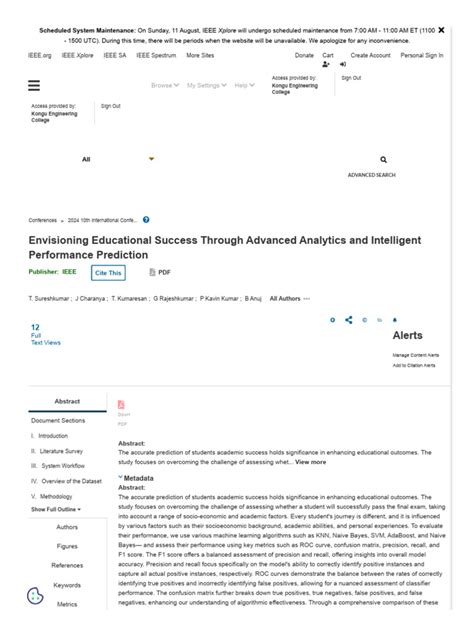 Envisioning Educational Success Through Advanced Analytics And Intelligent Performance