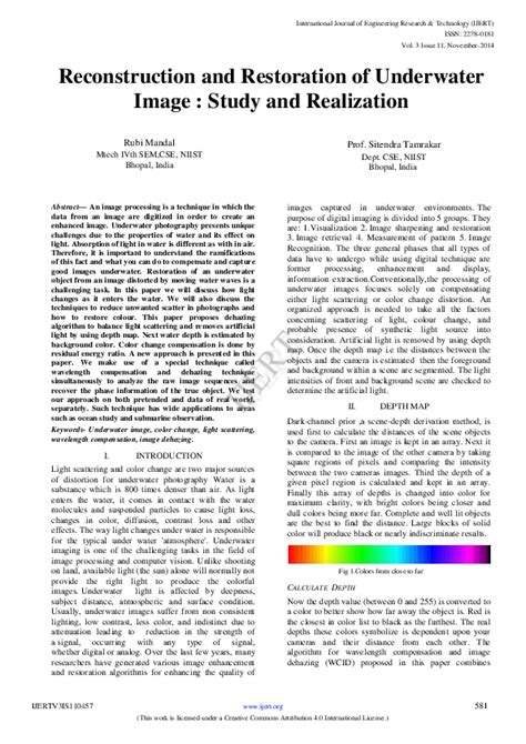 Pdf Reconstruction And Restoration Of Underwater Image Study And