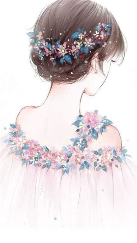 壁紙五月手繪 背影 少女 插畫圖 每日頭條