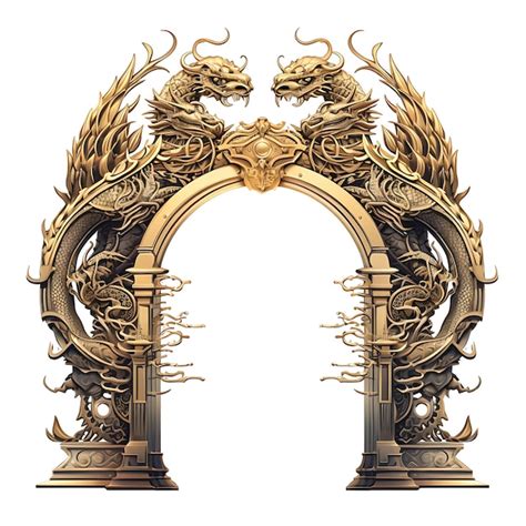 Premium Ai Image Surreal Style Of Arched Gate With Dragon Design