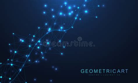 Geometric Abstract Background With Connected Line And Dots Structure Molecule And Communication