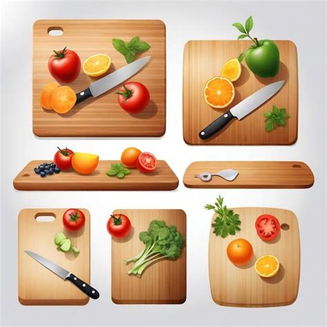 Cutting Board Vector Set White Background Isolated A High Premium Ai