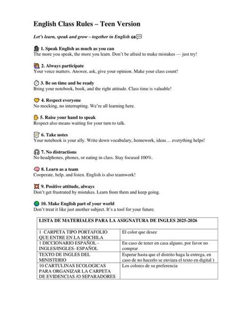 English Class Rules Luis Udocz