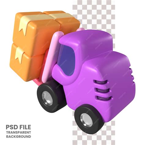 지게차 3d 일러스트 아이콘 프리미엄 Psd 파일
