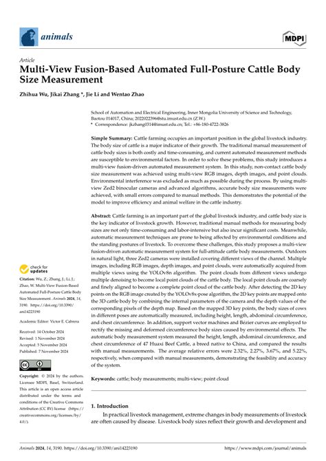 Pdf Multi View Fusion Based Automated Full Posture Cattle Body Size Measurement