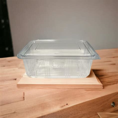 2000cc Rectangular Containers With Hinged Lids Clear Jenpak Ltd