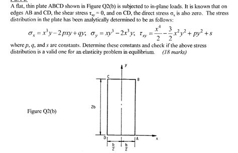 Solved A Flat Thin Plate ABCD Shown In Figure Q B Is Chegg