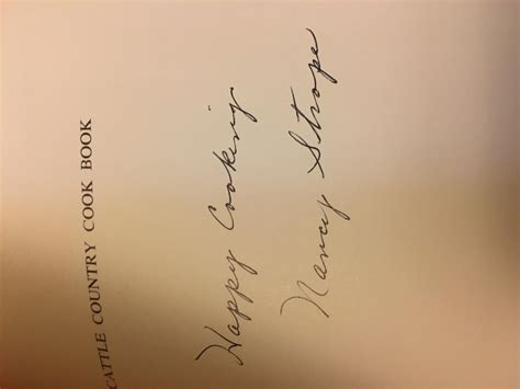 Signed Cattle Country Cook Book By Strope Nancy Near Fine Hardcover