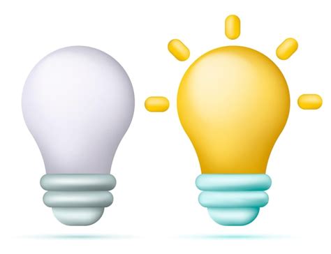 Premium Vector Glowing And Turned Off Electric Light Bulb 3d Cartoon Yellow Light Bulb Icon