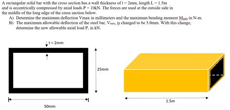 Solved A Rectangular Solid Bar With The Cross Section Has A