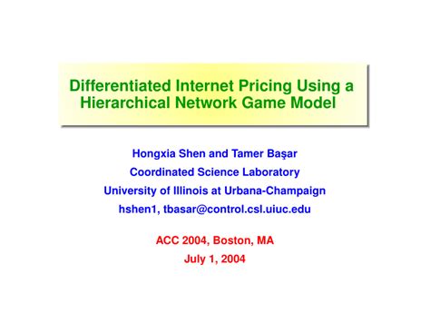 pdf differentiated internet pricing using a hierarchical network game