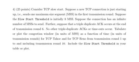 Solved Points Consider TCP Slow Start Suppose A New Chegg