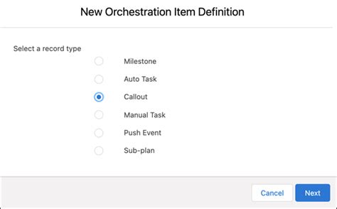 Creating A Callout Orchestration Item Definition