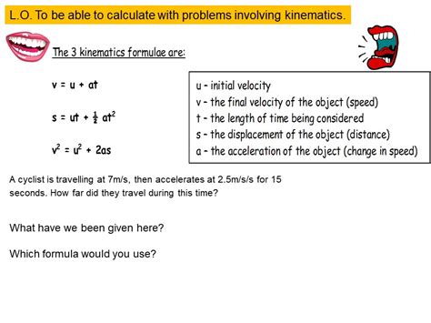 Gcse 1 9 Higher Kinematics Formulae Teaching Resources