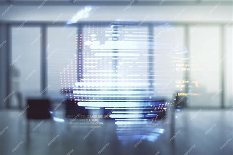 Premium Photo Double Exposure Of Abstract Programming Language Hologram And World Map On A