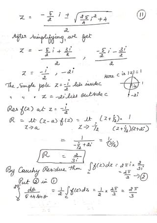 Residues And Poles Contour Integration Type I Integrals Pdf Free