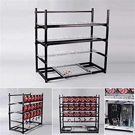 HLL Bitcon Miner GPU Frame Aluminum Mining Rig Black Jar Hearts