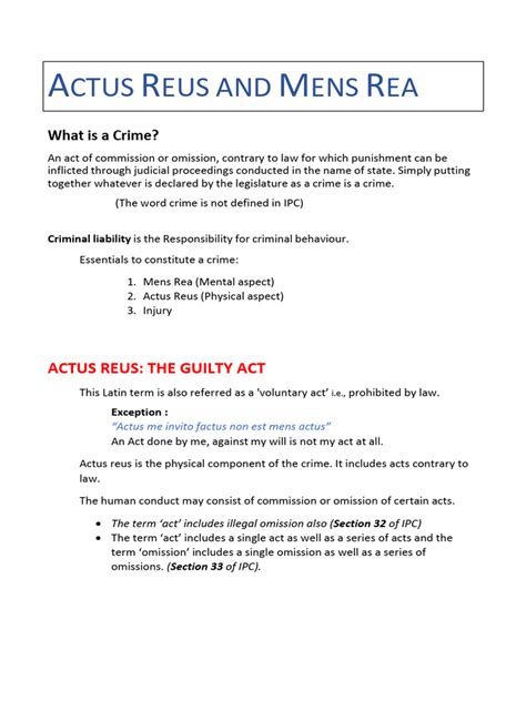 Ipc Notes Pdf Mens Rea Recklessness Law