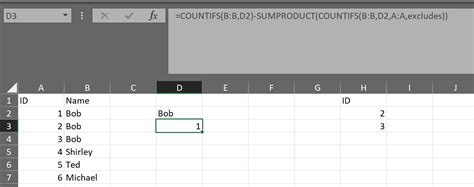 Excel Exclude A Named Range From Countifs Stack Overflow