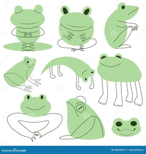 Conjunto De Ranas Verdes Ilustración Del Vector Ilustración De Rana