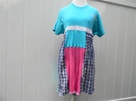 Upcycled Tshirt Dress Upcycled Clothing Reconstructed Women Dress