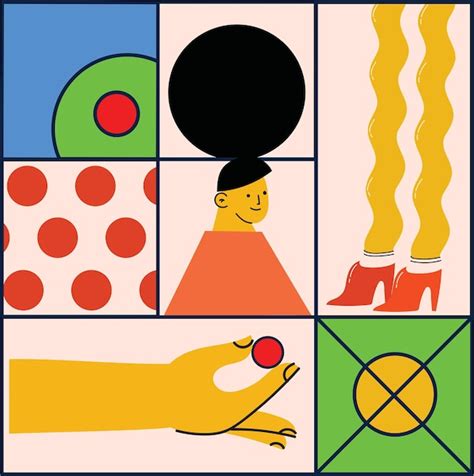 손으로 그린 추상 콜라주 모양 재미 귀여운 만화 캐릭터 평면 디자인에 다른 색깔의 벡터 Illustartions 광장 포스터 로고 템플릿의 큰 세트 프리미엄 벡터