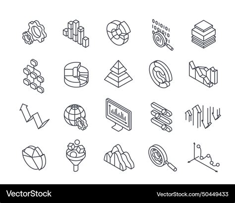 Set Of Data Analysis Related Line Icons Royalty Free Vector