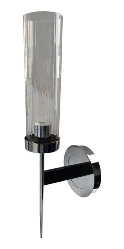 Arandela Suporte De Vidro Luminária Prata Soquete E27 Class