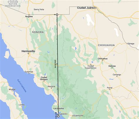 why doesn t the arizona new mexico border extend all the way down to the pacific did the us not