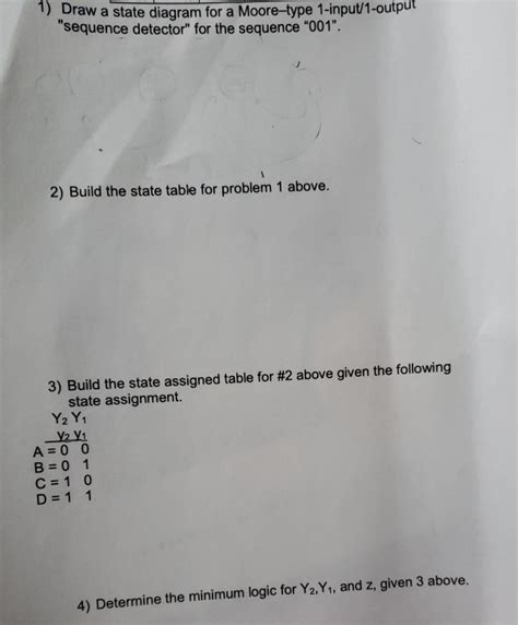 Solved 1 Draw A State Diagram For A Moore Type
