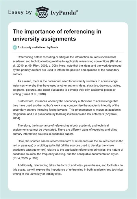 The Importance Of Referencing In University Assignments 892 Words