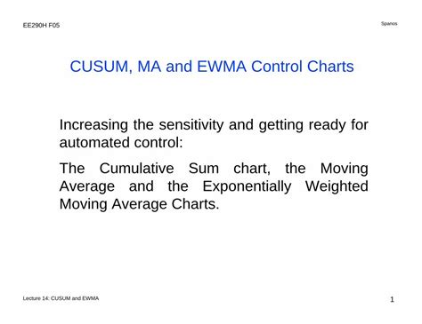 Pdf Cusum Ma And Ewma Control Charts Eecs Dokumentips